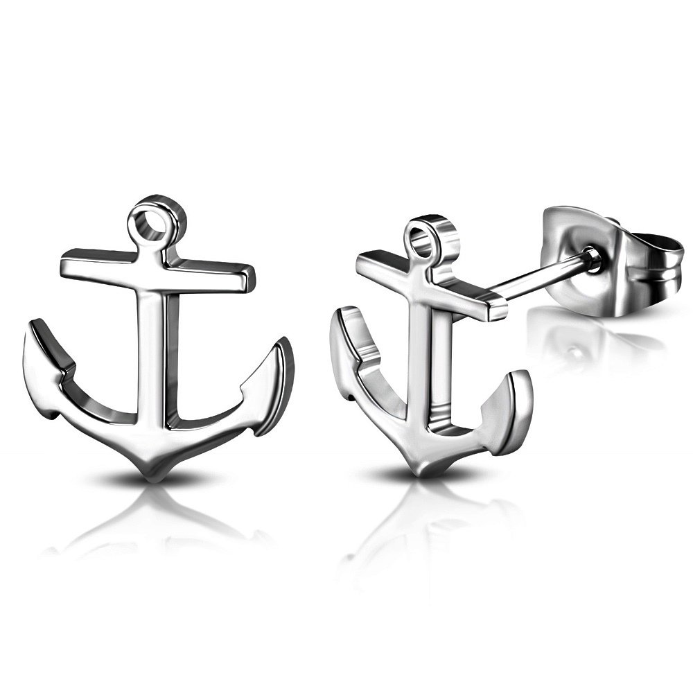 DianaL Boutique 316L Stainless Steel Nautical Marine Anchor Stud Earrings Gift Boxed Fashion Jewelry