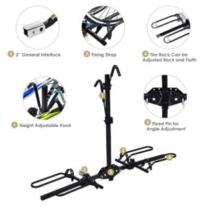 Goplus 2-Bike Hitch Mount Rack Hitch Mounted Bike Carrier Foldable Receiver 2"