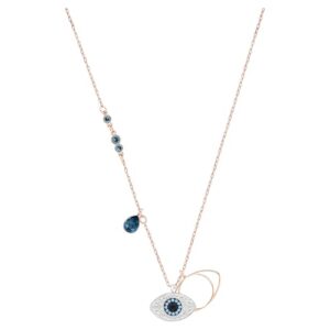 swarovski women's symbolica evil eye pendant necklace, blue, mixed metal finish