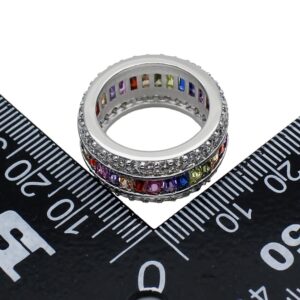 Womens Multicolor Band Baguette Gemstone Rings 925 Sterling Silver Ring Sizes 6 - 12 (8)