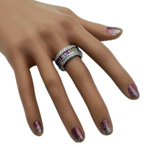 Womens Multicolor Band Baguette Gemstone Rings 925 Sterling Silver Ring Sizes 6 - 12 (8)