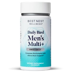 best nest wellness men's daily multivitamin - men vitamins for overall health, multimineral supplement with probiotics, methylfolate, a, c, d, e b12, zinc & whole food organic blend multi vitamin 30ct