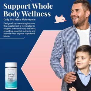 Best Nest Wellness Men's Daily Multivitamin - Men Vitamins for Overall Health, Multimineral Supplement with Probiotics, Methylfolate, A, C, D, E B12, Zinc & Whole Food Organic Blend Multi Vitamin 30Ct