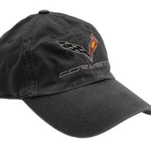 C7 Corvette Logo - Premium Garment Washed Cap/Hat (Black)