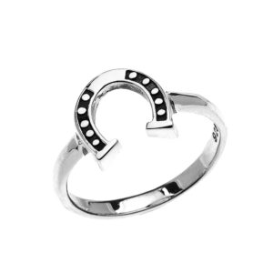 sterling silver dainty horseshoe good luck ladies ring(size 7)