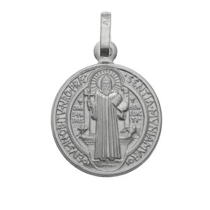 925 sterling silver saint benedict charm pendant made in italy, 20mm diameter