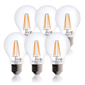 bioluz led 92 cri e26 led bulb 60 watt dimmable edison bulbs warm white clear pendant light bulbs ul listed title 20 high efficacy lighting 6-pack