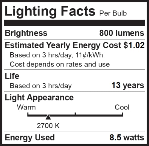 Bioluz LED 92 CRI E26 LED Bulb 60 Watt Dimmable Edison Bulbs Warm White Clear Pendant Light Bulbs UL Listed Title 20 High Efficacy Lighting 6-Pack