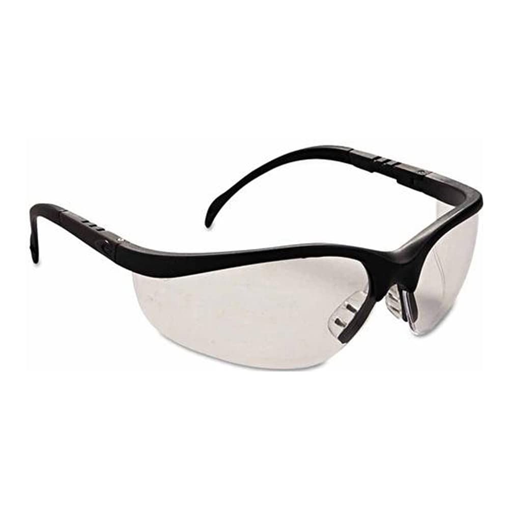 Crews Glasses 135-KD110AF Klondike Safety Glass with Black Frame, Clear Lens, Anti-Fog