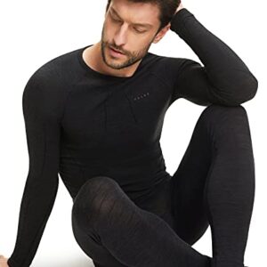 FALKE Men's Wool Tech. Long Tights Base Layer Bottom, Thermal Breathable Quick Dry, Black (Black 3000), S, 1 Pair