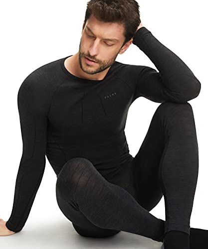 FALKE Men's Wool Tech. Long Tights Base Layer Bottom, Thermal Breathable Quick Dry, Black (Black 3000), S, 1 Pair