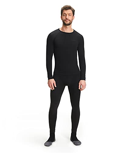 FALKE Men's Wool Tech. Long Tights Base Layer Bottom, Thermal Breathable Quick Dry, Black (Black 3000), S, 1 Pair