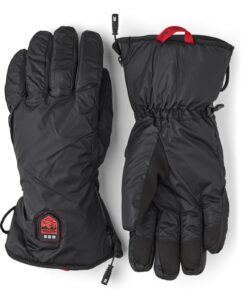 hestra heated glove liner - rechargeable electric glove liner for winter, skiing, and snowboarding - black - 10