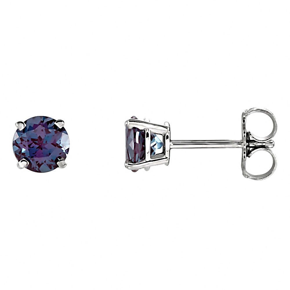 Prong Set 2.5mm 0.12 cttw Full Color Change Chatham Created Alexandrite Stud Earrings 14K White Gold