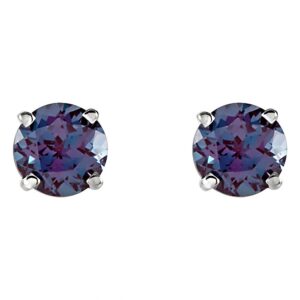 Prong Set 2.5mm 0.12 cttw Full Color Change Chatham Created Alexandrite Stud Earrings 14K White Gold