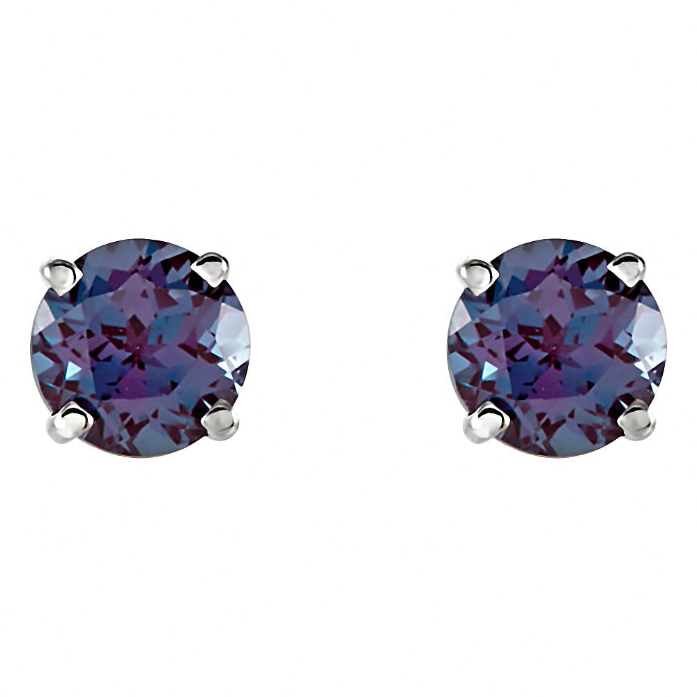 Prong Set 2.5mm 0.12 cttw Full Color Change Chatham Created Alexandrite Stud Earrings 14K White Gold