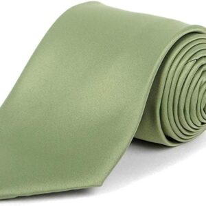 boxed-gifts UMO LORENZO Classic Necktie Sage Solid Color and Standard Fit Satin Finish for Men (Sage)