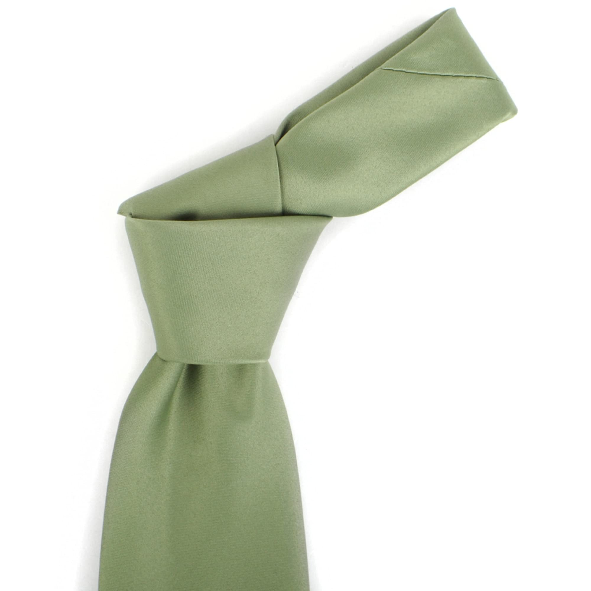 boxed-gifts UMO LORENZO Classic Necktie Sage Solid Color and Standard Fit Satin Finish for Men (Sage)