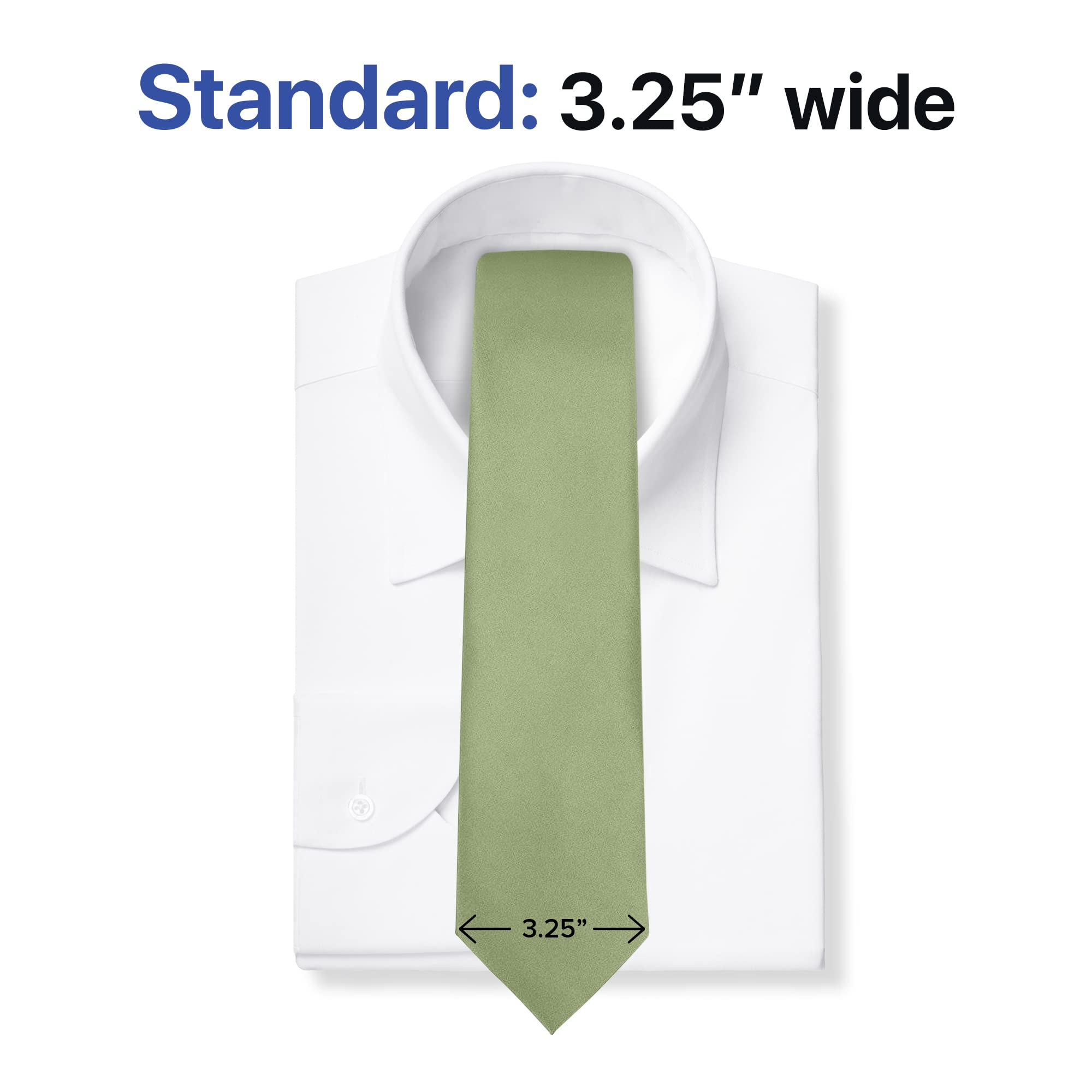 boxed-gifts UMO LORENZO Classic Necktie Sage Solid Color and Standard Fit Satin Finish for Men (Sage)