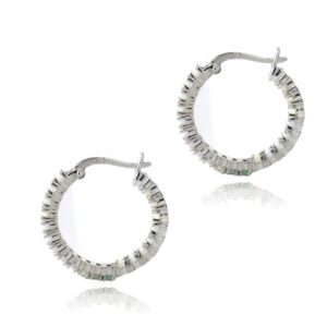 Sterling Silver Synthetic White Opal Inside-Out Hoop Earrings for Women