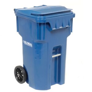 global industrial mobile heavy duty trash container, 65 gallon, blue