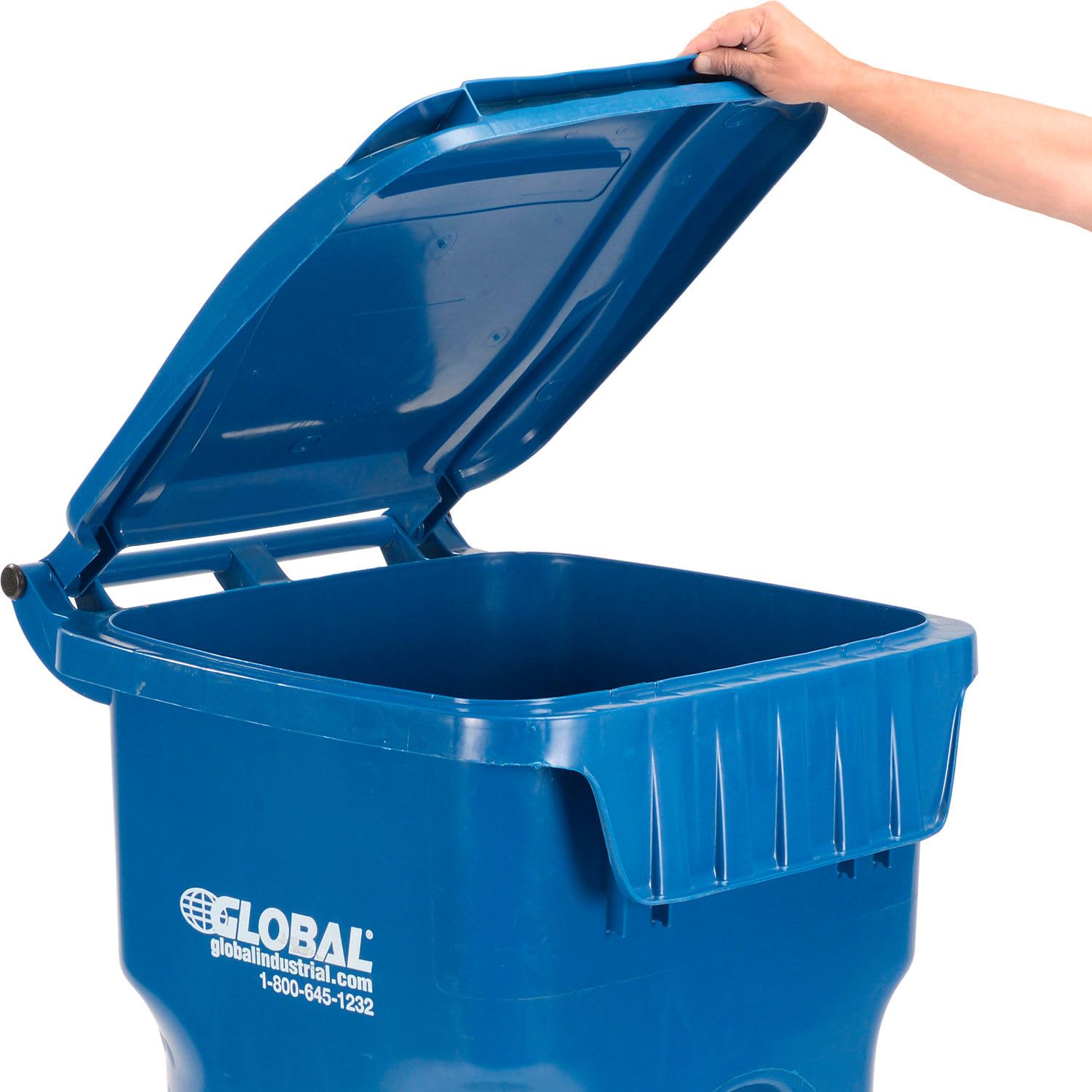 Global Industrial Mobile Heavy Duty Trash Container, 65 Gallon, Blue