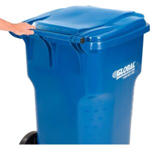 Global Industrial Mobile Heavy Duty Trash Container, 65 Gallon, Blue