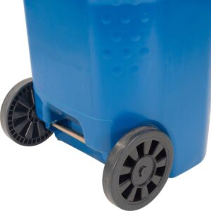 Global Industrial Mobile Heavy Duty Trash Container, 65 Gallon, Blue