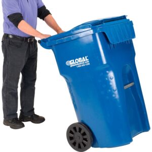 Global Industrial Mobile Heavy Duty Trash Container, 65 Gallon, Blue