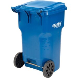 Global Industrial Mobile Heavy Duty Trash Container, 65 Gallon, Blue