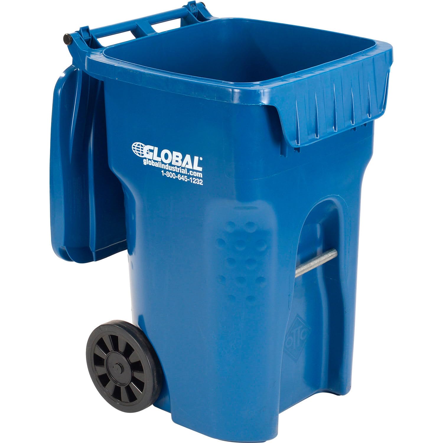 Global Industrial Mobile Heavy Duty Trash Container, 65 Gallon, Blue