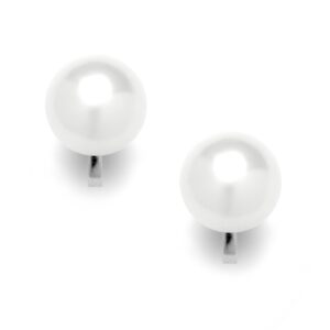 mariell white freshwater pearl stud clip on earring for women, 9mm, non-pierced earring birthday gift