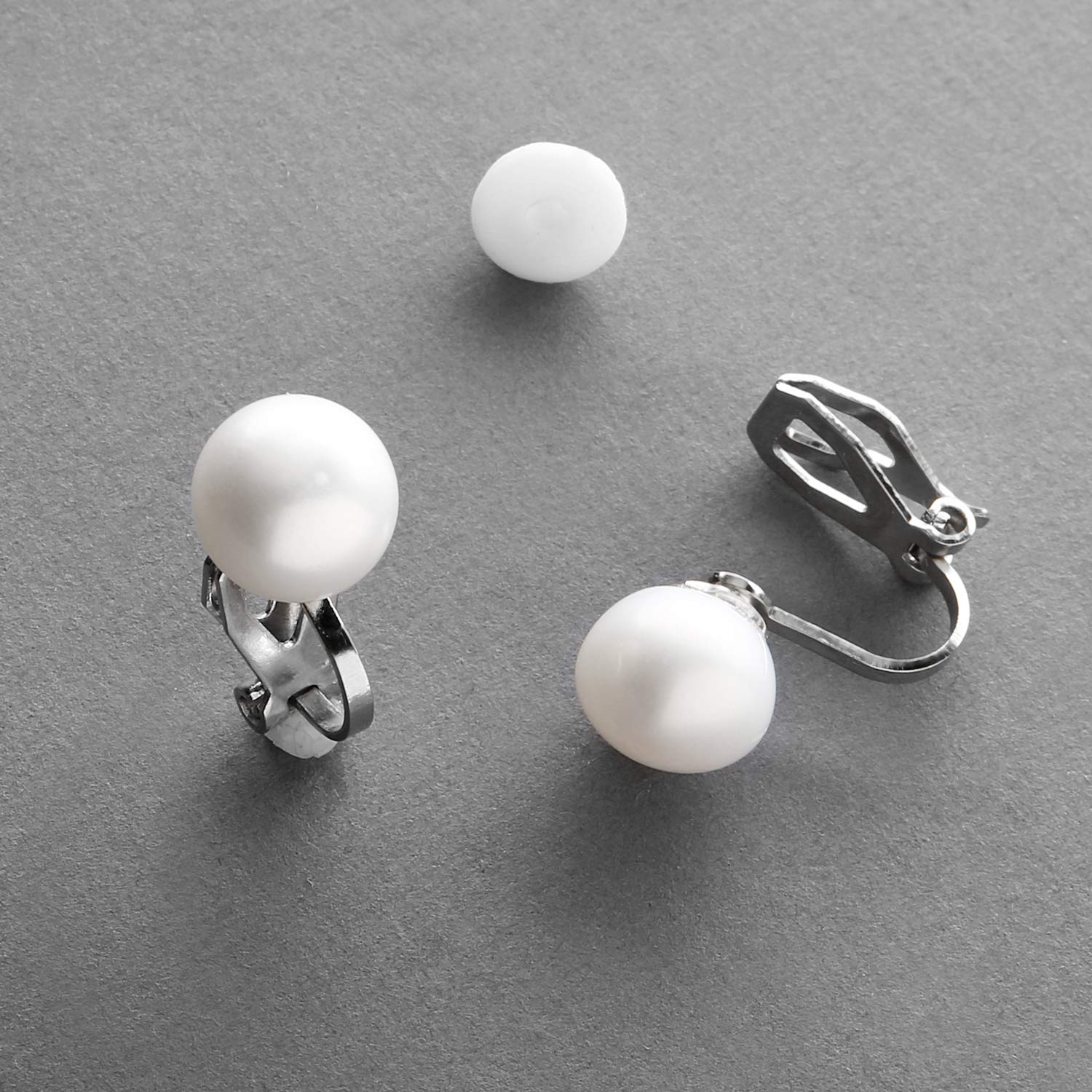 Mariell White Freshwater Pearl Stud Clip On Earring for Women, 9mm, Non-Pierced Earring Birthday Gift