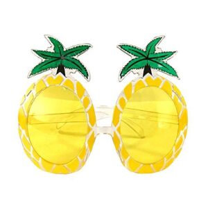 crazy night fiesta tropical pineapple sunglasses, tropical hawaiian luau party summer party beach party novelty sunglasses (yellow)