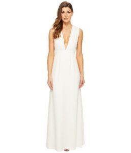 jill jill stuart sleeveless deep-v side cut out satin back crepe gown off-white 8