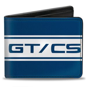 buckle-down men's pu bifold wallet-ford mustang gt/cs stripe blue/white, multicolor, 4.0" x 3.5"