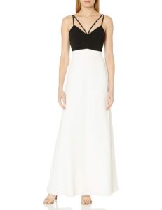 jill jill stuart women's colorblock double-strap detail gown, black/off/white, 12