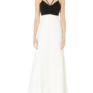 Jill Jill Stuart Women's Colorblock Double-Strap Detail Gown, Black/Off/White, 12