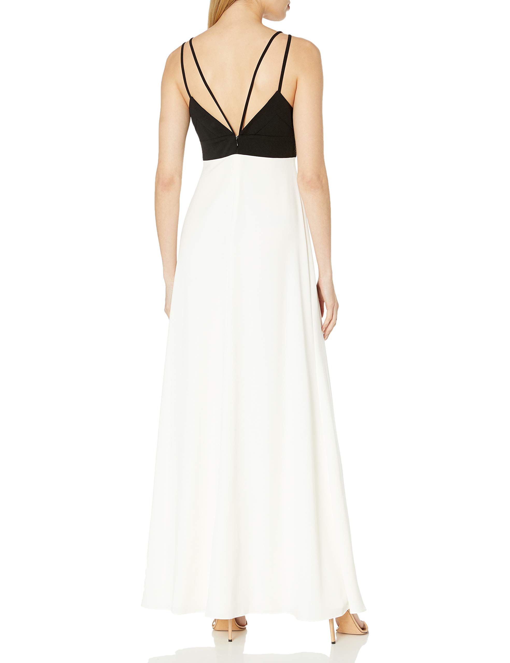 Jill Jill Stuart Women's Colorblock Double-Strap Detail Gown, Black/Off/White, 12