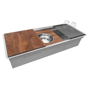 ruvati 45-inch workstation ledge kitchen sink undermount 16 gauge stainless steel - rvh8333