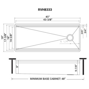 Ruvati 45-inch Workstation Ledge Kitchen Sink Undermount 16 Gauge Stainless Steel - RVH8333