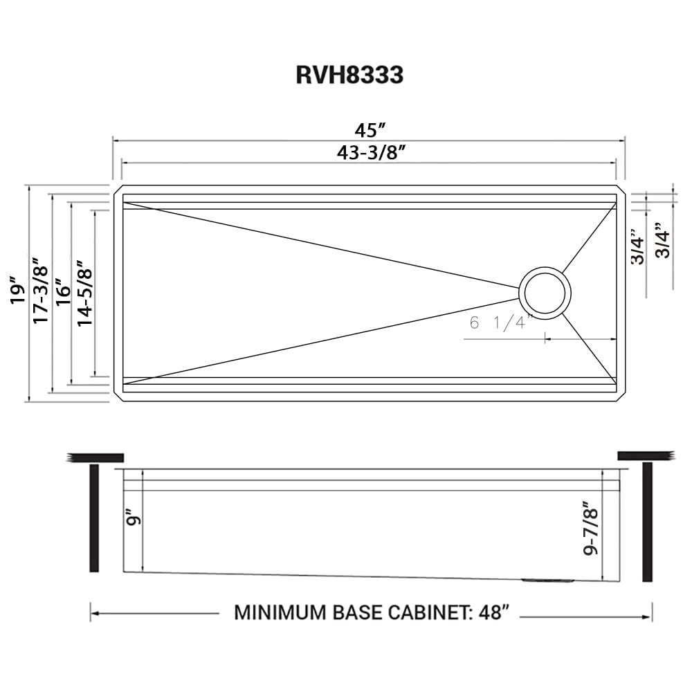 Ruvati 45-inch Workstation Ledge Kitchen Sink Undermount 16 Gauge Stainless Steel - RVH8333