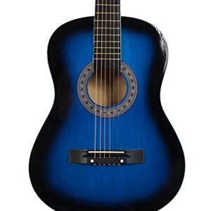 YMC 38" Blue Beginner Acoustic Guitar Starter Package Student Guitar with Gig Bag,Strap, 3 thickness 9 Picks,2 Pickguards,Pick Holder, Extra Strings, Electronic Tuner -Blue