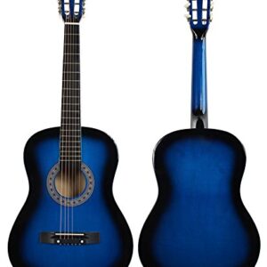 YMC 38" Blue Beginner Acoustic Guitar Starter Package Student Guitar with Gig Bag,Strap, 3 thickness 9 Picks,2 Pickguards,Pick Holder, Extra Strings, Electronic Tuner -Blue