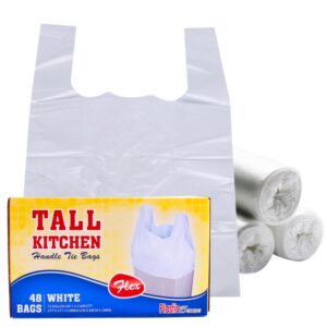 handle tie flex white tall kitchen trash bags, 13 gallon, 48 ct (1)