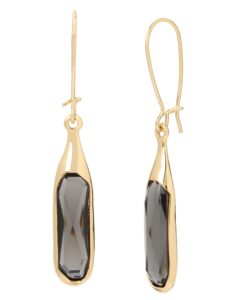 robert lee morris "set in stone" faceted stone long drop earrings (black, gold)