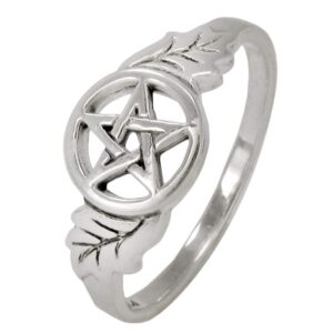 moonlight mysteries sterling silver oak leaf pentacle ring size 7.5