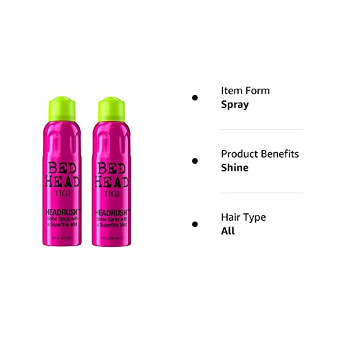 TIGI Unisex Bed Head Headrush Shine Mist Hair Spray, 5.3 Ounce (Pack of 2)