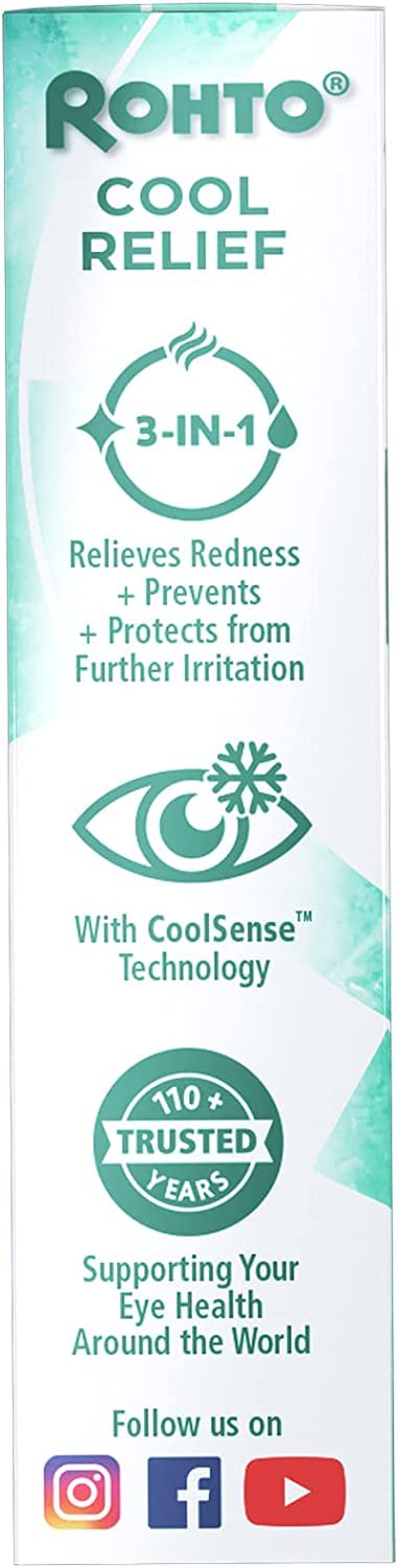 Rohto Cool Cooling Eye Drops, Dual Action, 0.4 Ounces each (Pack of 7)