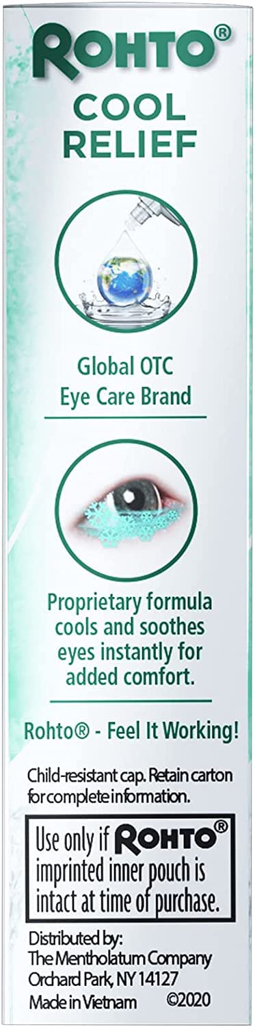 Rohto Cool Cooling Eye Drops, Dual Action, 0.4 Ounces each (Pack of 7)